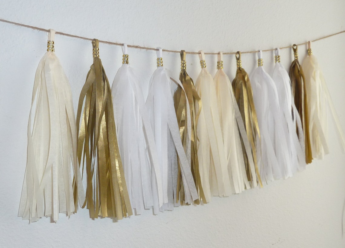 Gold White Ivory Bling Tassel Garland Gold Sparkle Wedding - Etsy