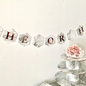 Marble Banner Sign Modern Wedding Decor Rose Gold Foil Letters in ...