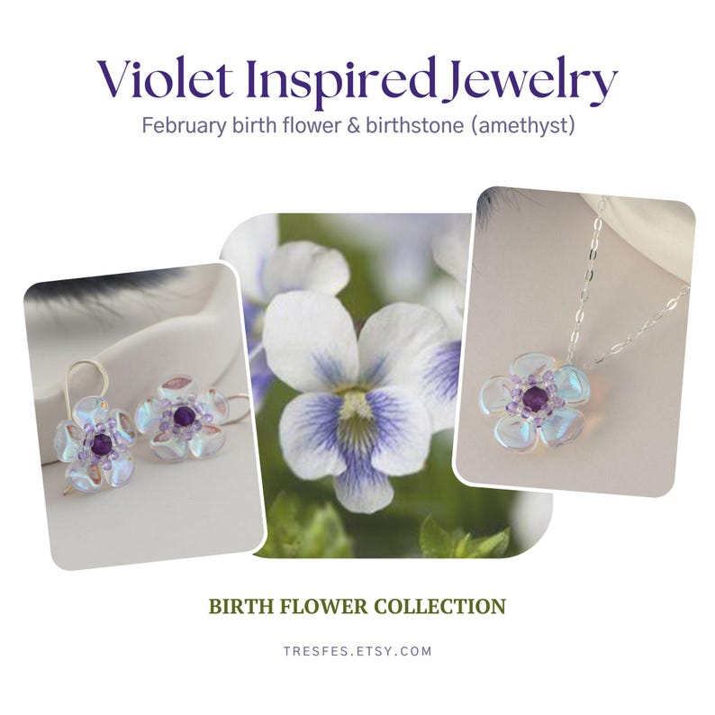 Violet Amethyst Birth Flower Necklace, February Birthstone Jewelry ...