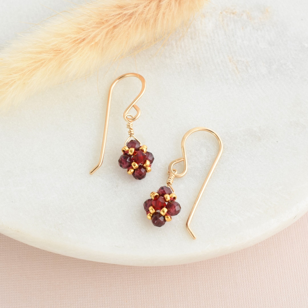 Natural Red Garnet Earrings, January Birthstone Jewelry, Valentines Day ...