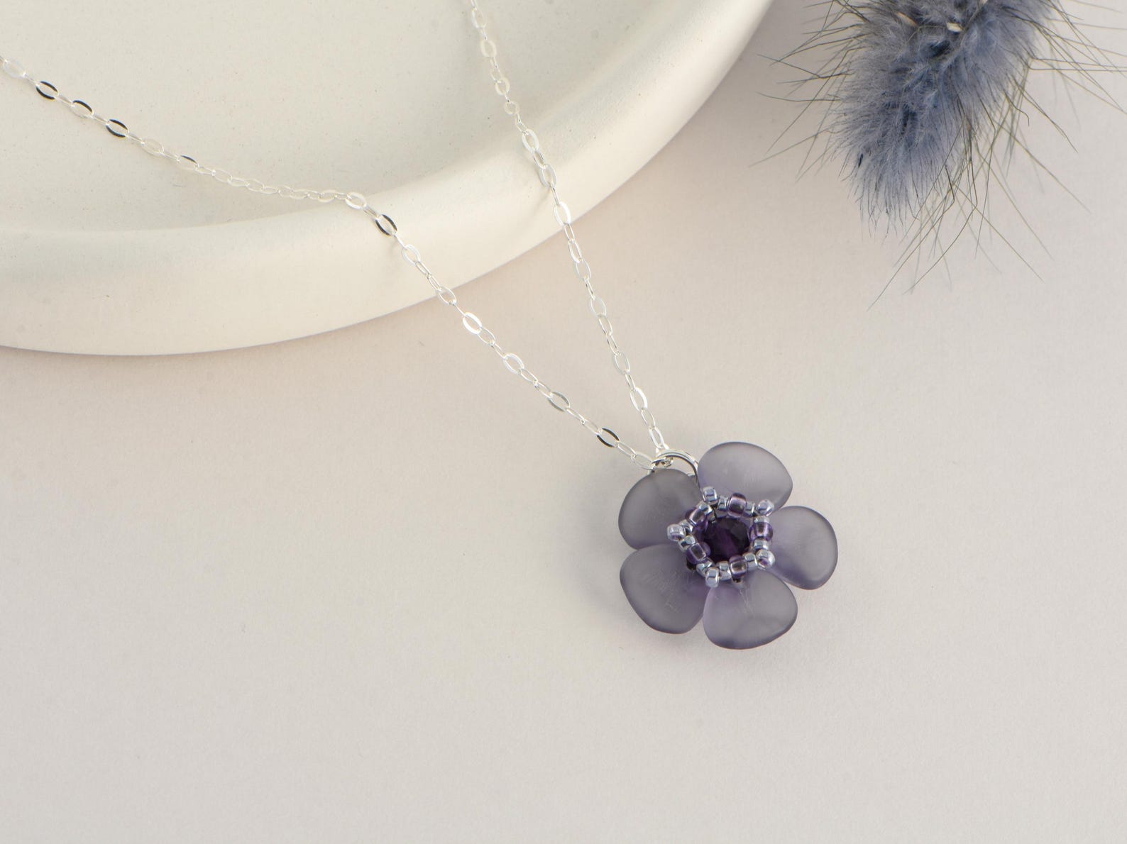 Violet Amethyst Birth Flower Necklace, February Birthstone Jewelry ...