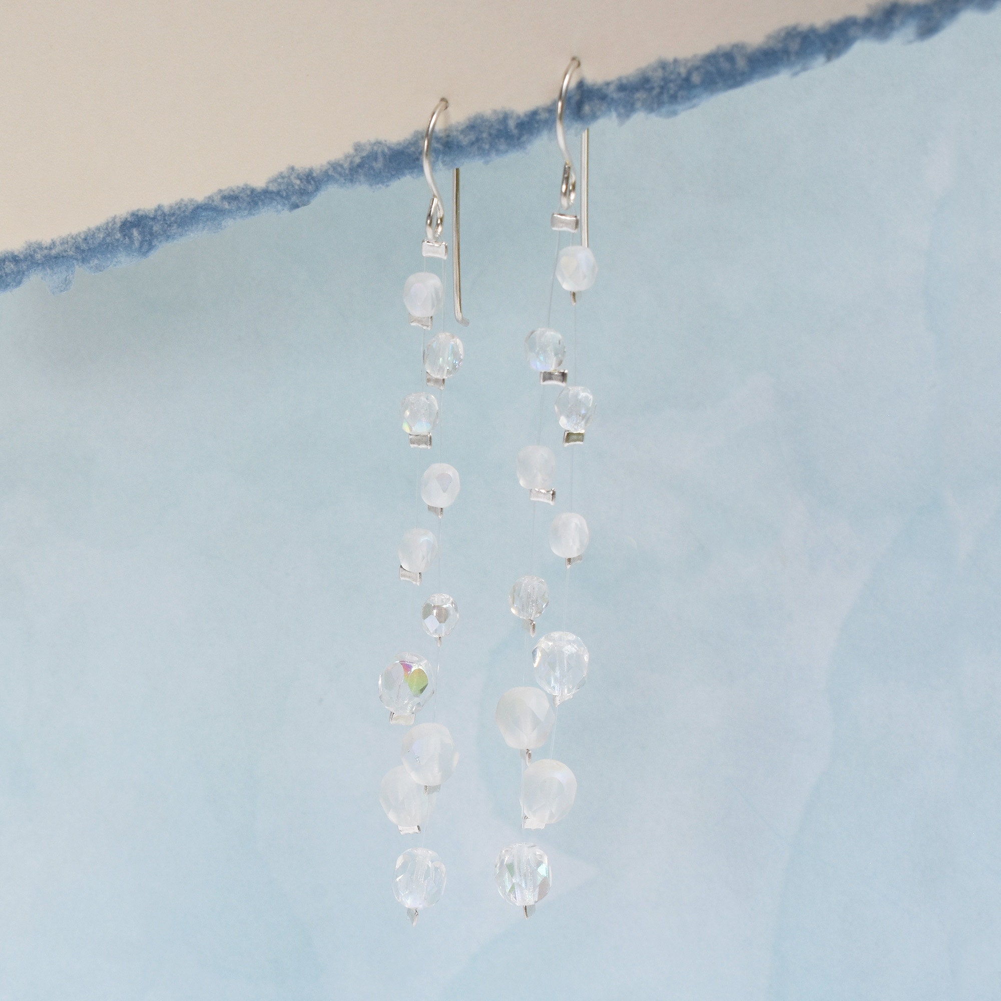 Long Beaded Waterfall Earrings, Handmade Nature Inspired Jewelry ...