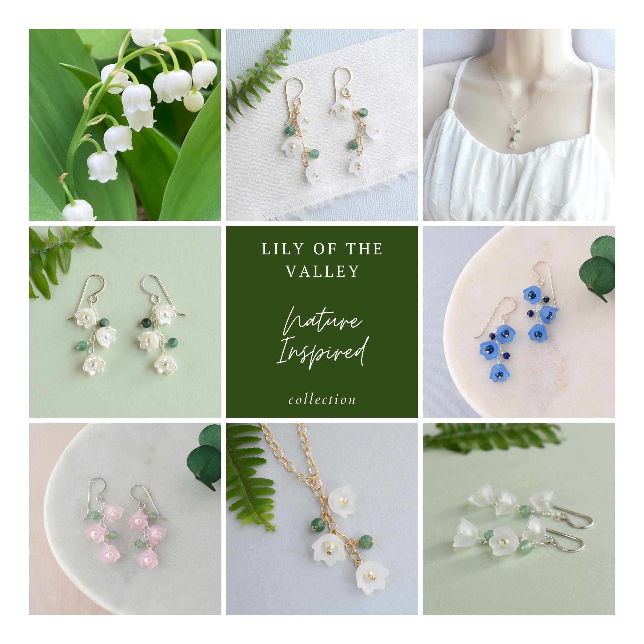 Lily of the Valley Earrings | May Birth Flower Jewelry | Emerald, Lapis ...