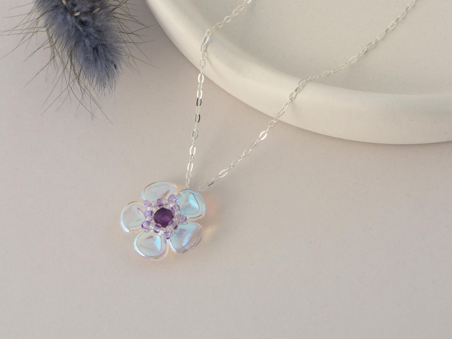 Violet Amethyst Birth Flower Necklace, February Birthstone Jewelry ...