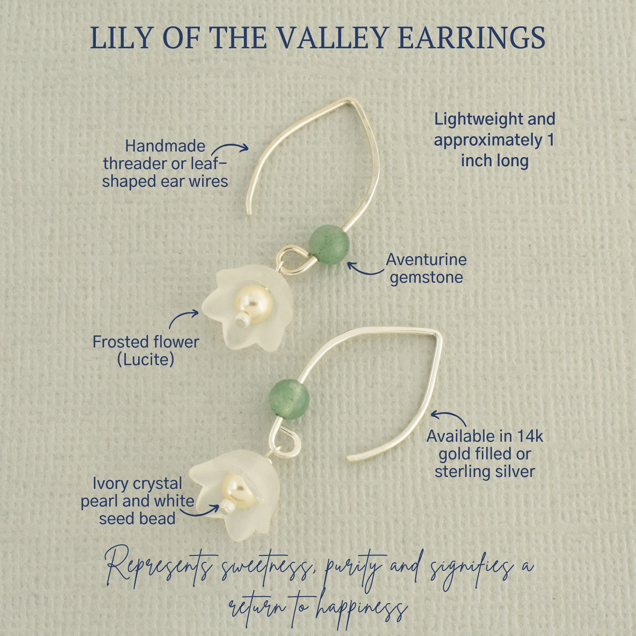 Lily of the Valley Earrings | May Birth Flower Jewelry | Emerald, Lapis ...