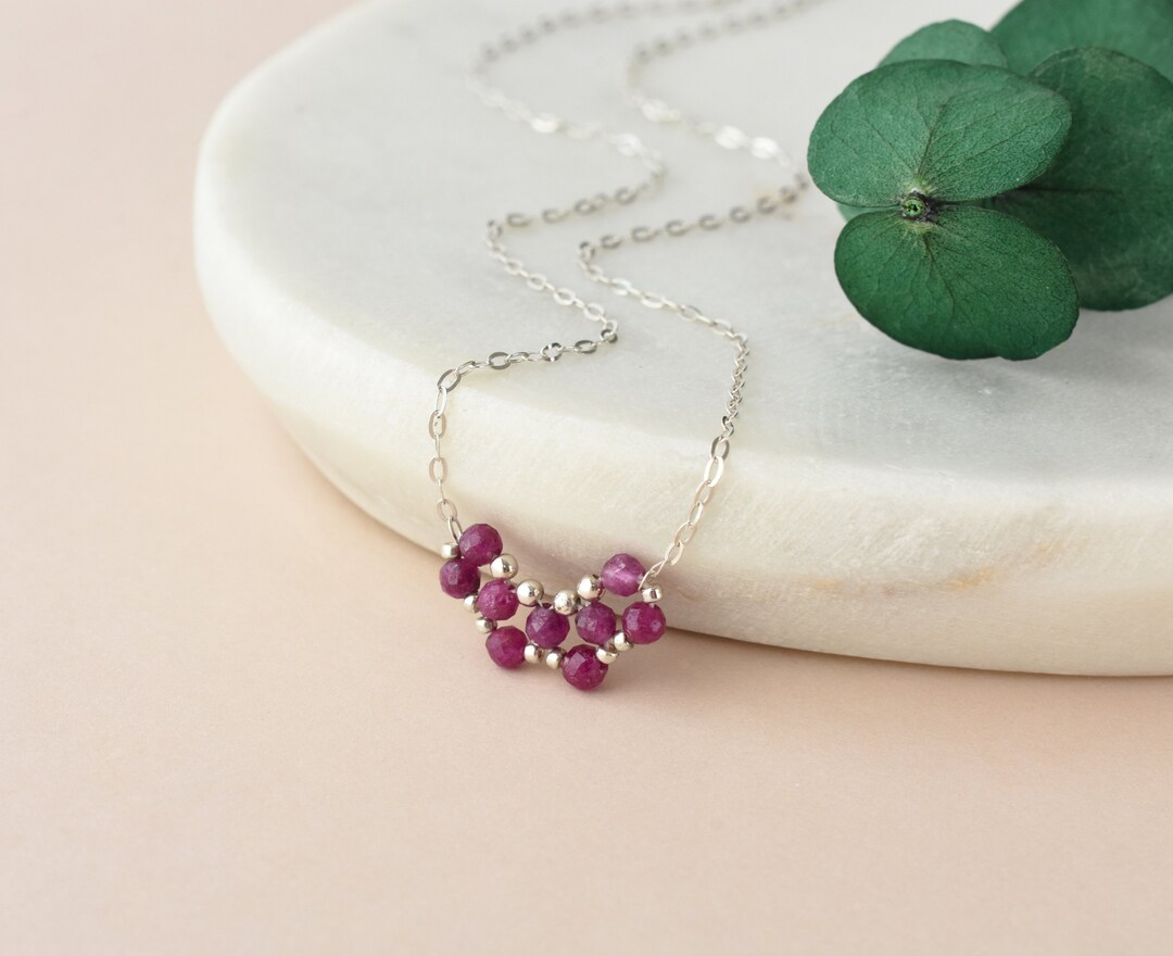 Dainty Ruby Necklace, Mom Christmas Gift, July Birthstone Jewelry ...