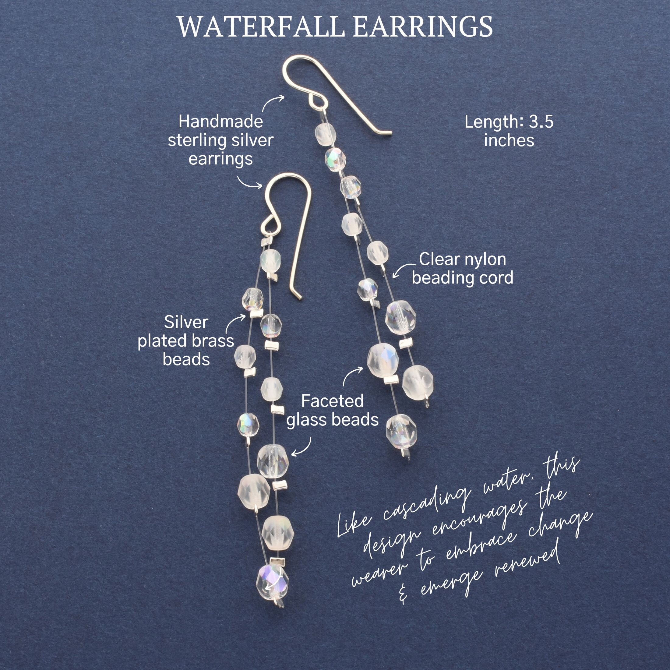 Long Beaded Waterfall Earrings, Handmade Nature Inspired Jewelry ...