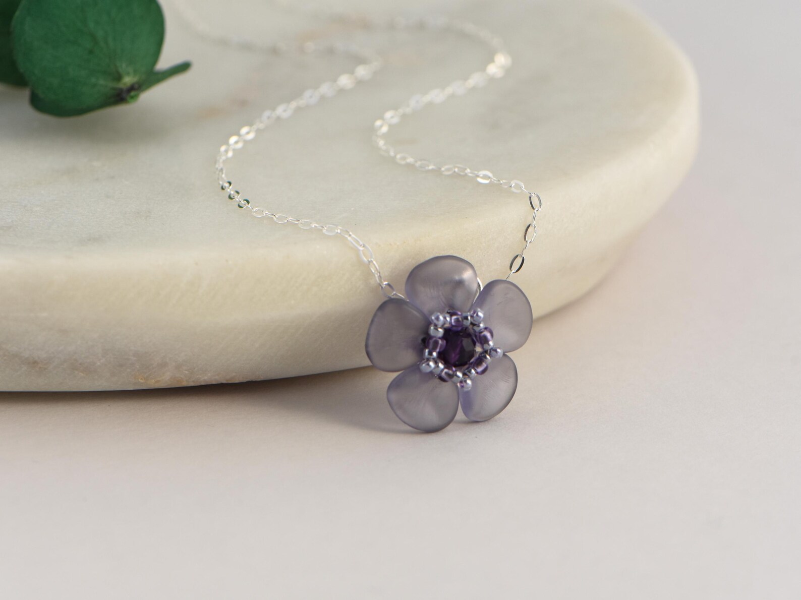 Violet Amethyst Birth Flower Necklace, February Birthstone Jewelry ...