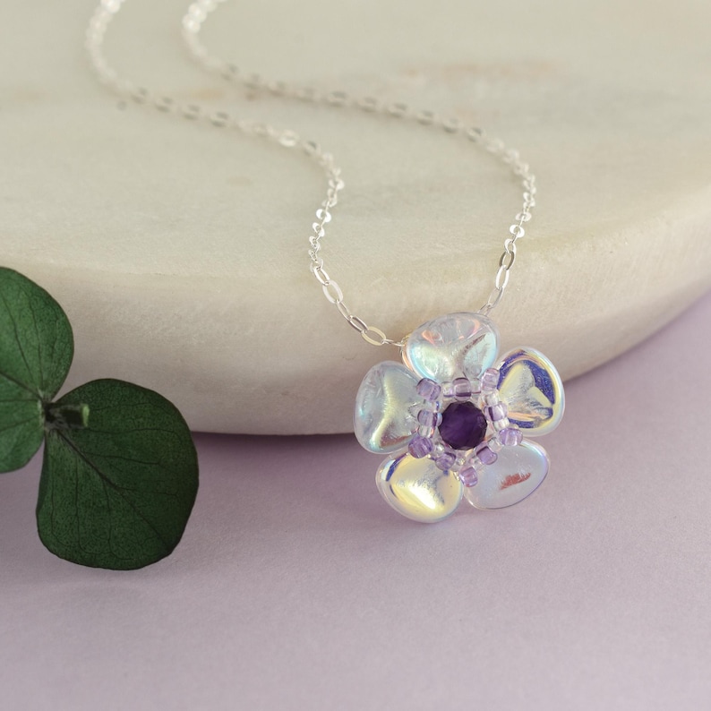 Violet Amethyst Birth Flower Necklace, February Birthstone Jewelry ...