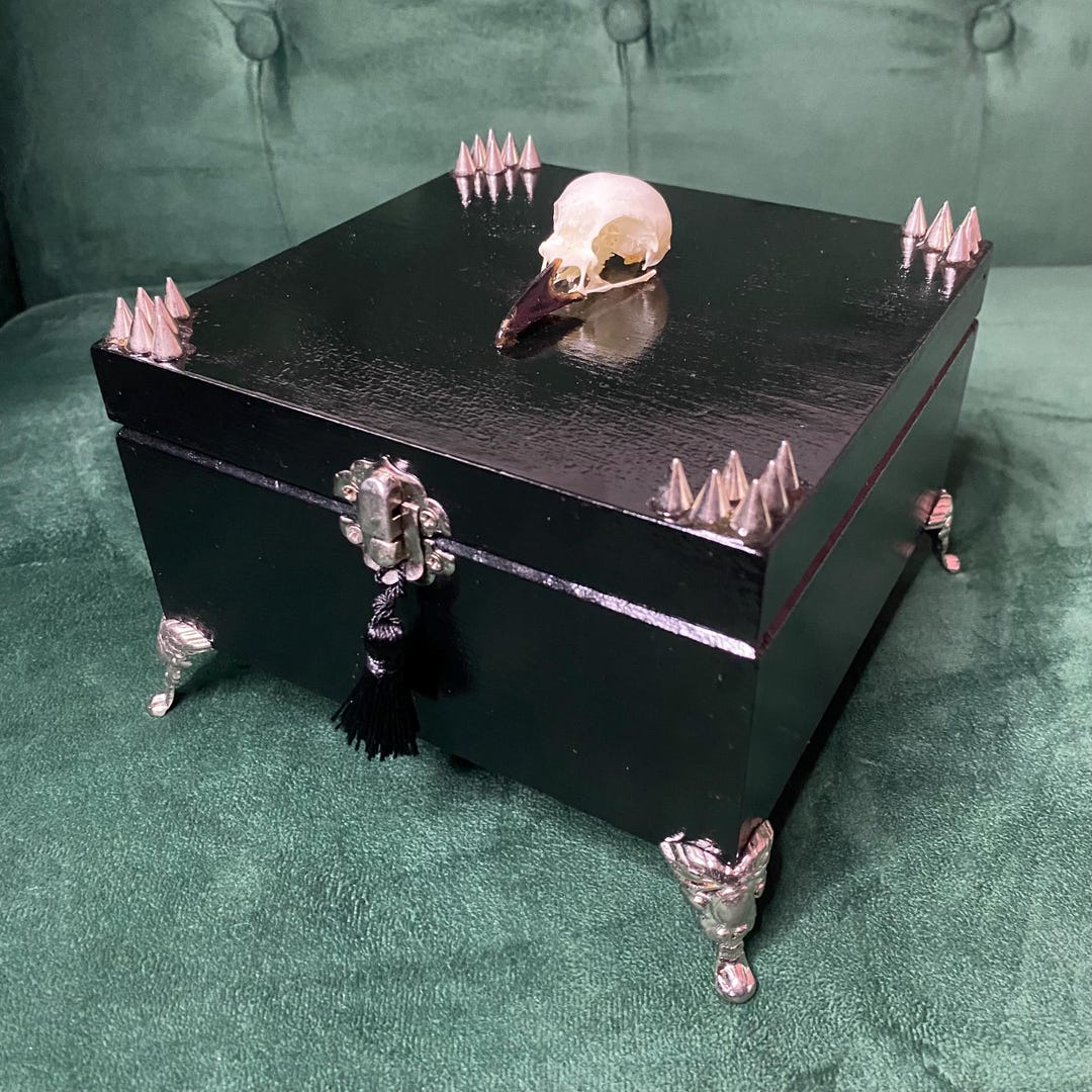 Gothic Jewellery Box With Real Crow Skull and Spikes 23 - Etsy