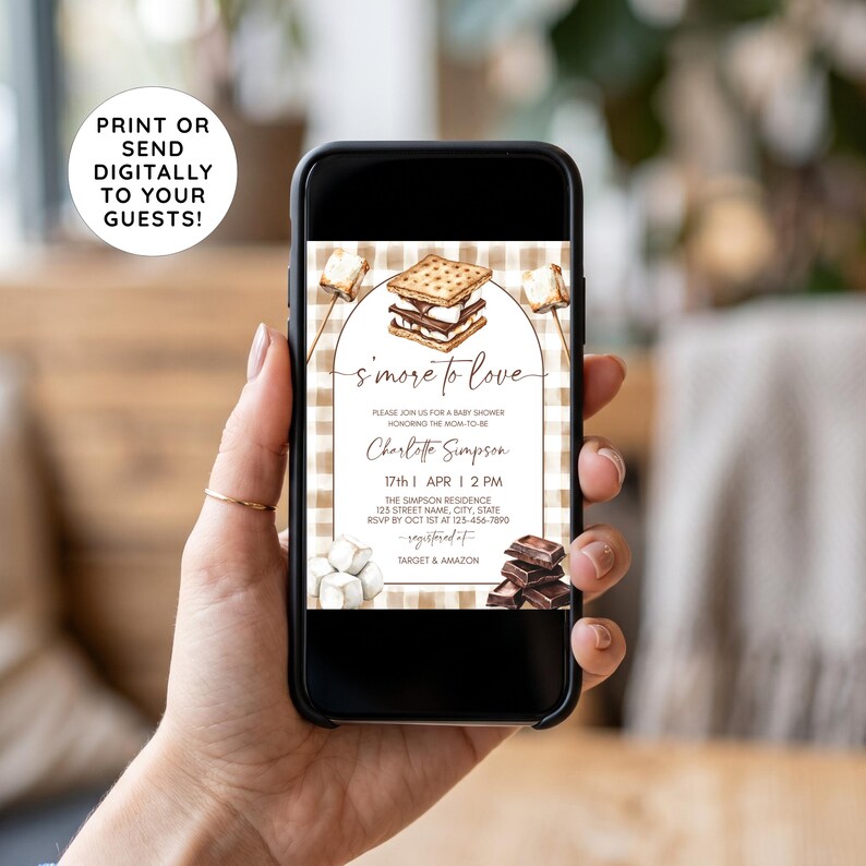 Smore to Love Baby Shower Invitation, Canva Template, Digital Download ...