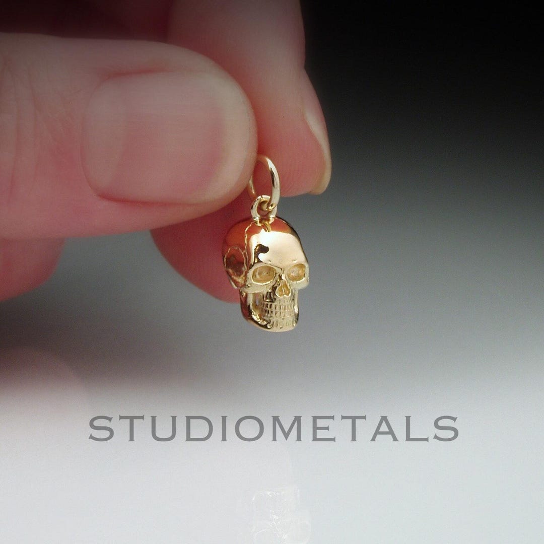Solid 14K Gold Skull Pendant, 14K Gold Skull Charm, Anatomy Jewelry ...