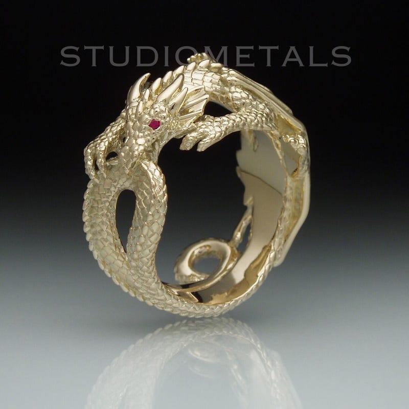 Men Gold 14k Dragon Ring - Etsy
