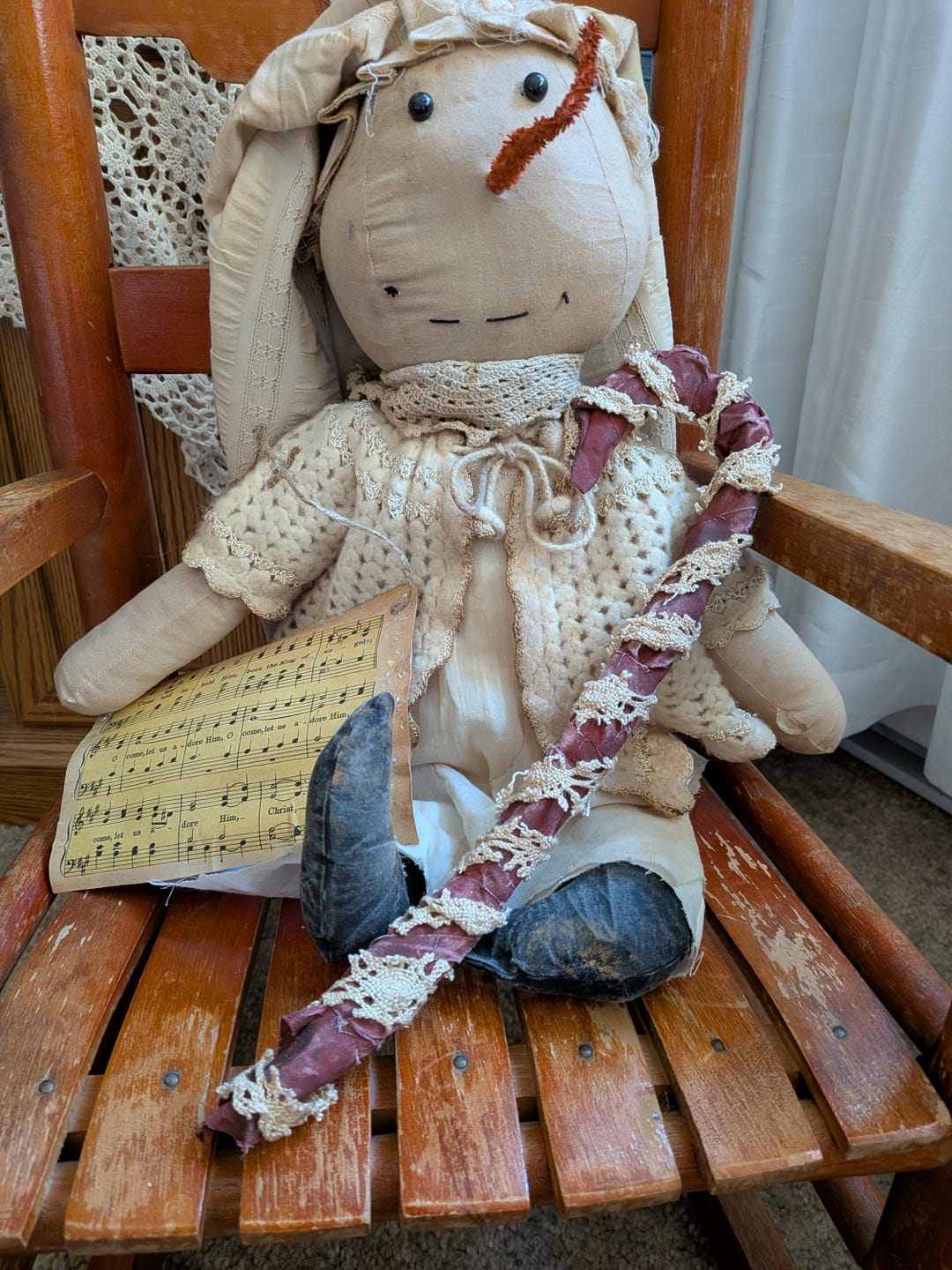 Handmade Folk Art Christmas Doll With Antique Coat - Etsy