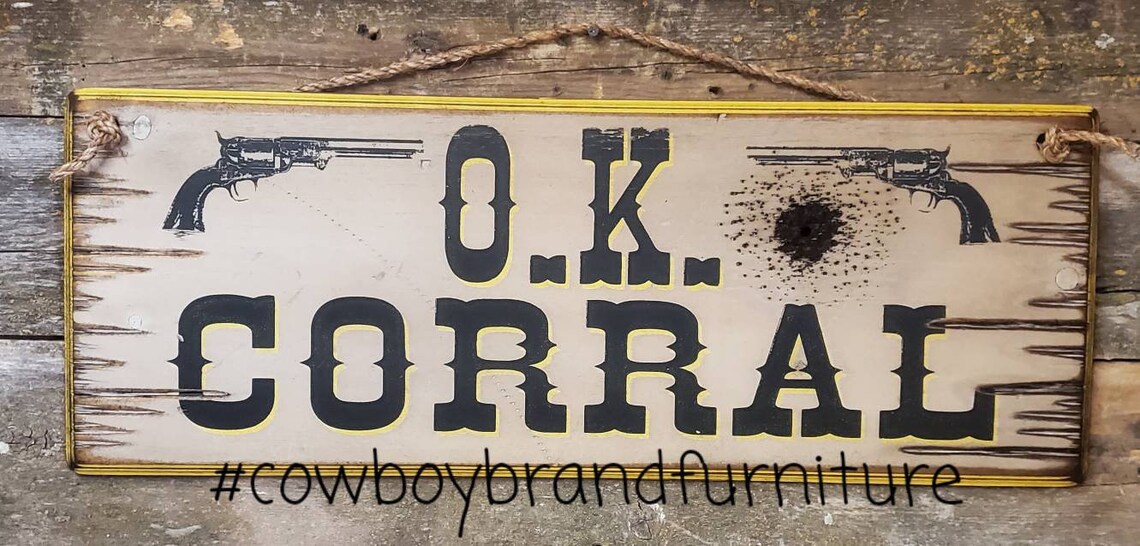 OK Corral Western Antiqued Wooden Sign | Etsy