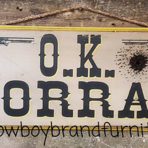 OK Corral, Western, Antiqued Wooden Sign - Etsy