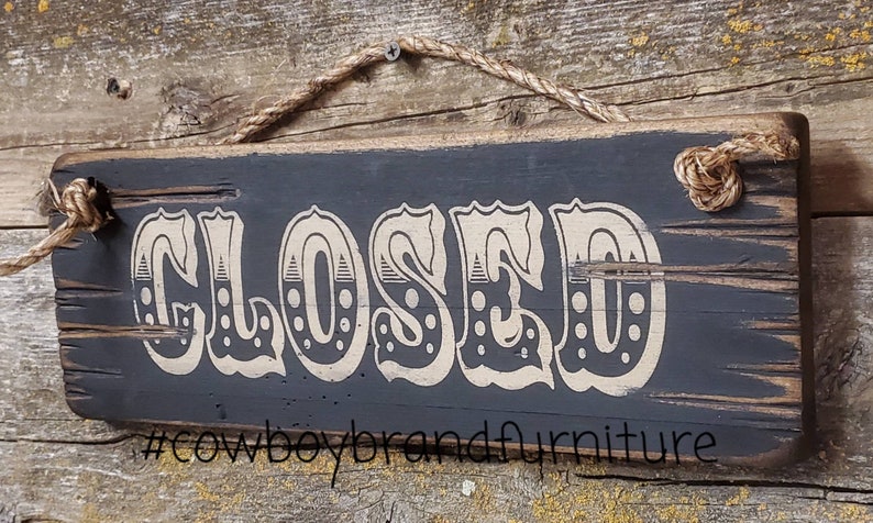 Large Open and Closed Wooden Sign Set, Western, Antiqued, Sign - Etsy
