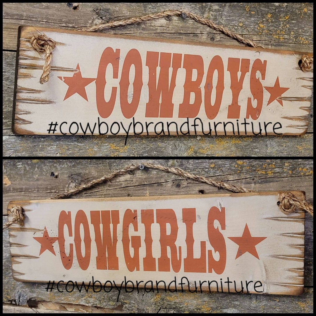 Cowboys-cowgirls, Western, Bathroom, Wooden Signs - Etsy