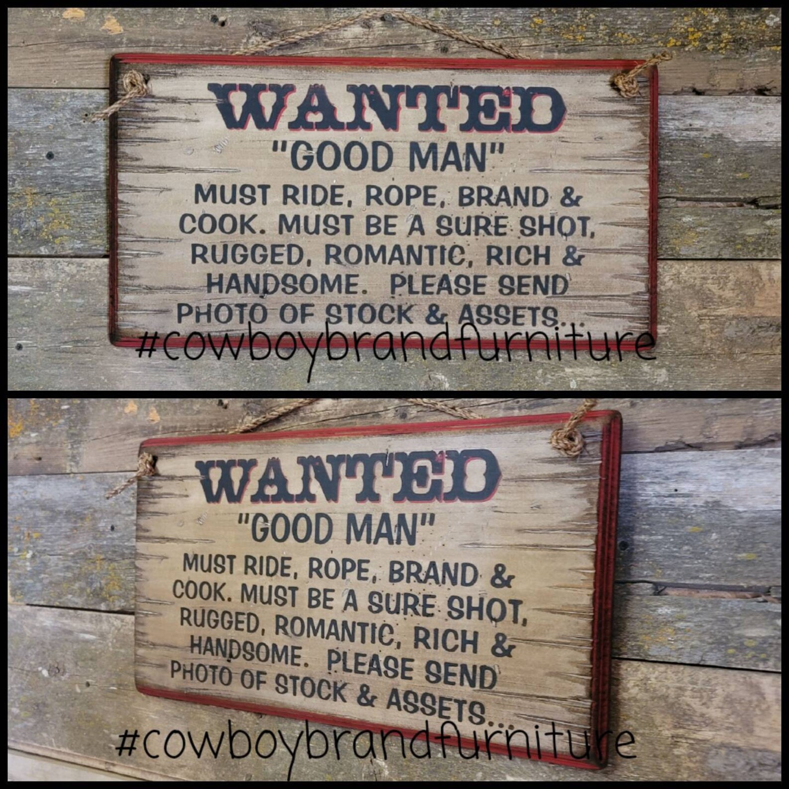 WANTED Good Man Humorous Western Wooden Sign Wanted Ad - Etsy