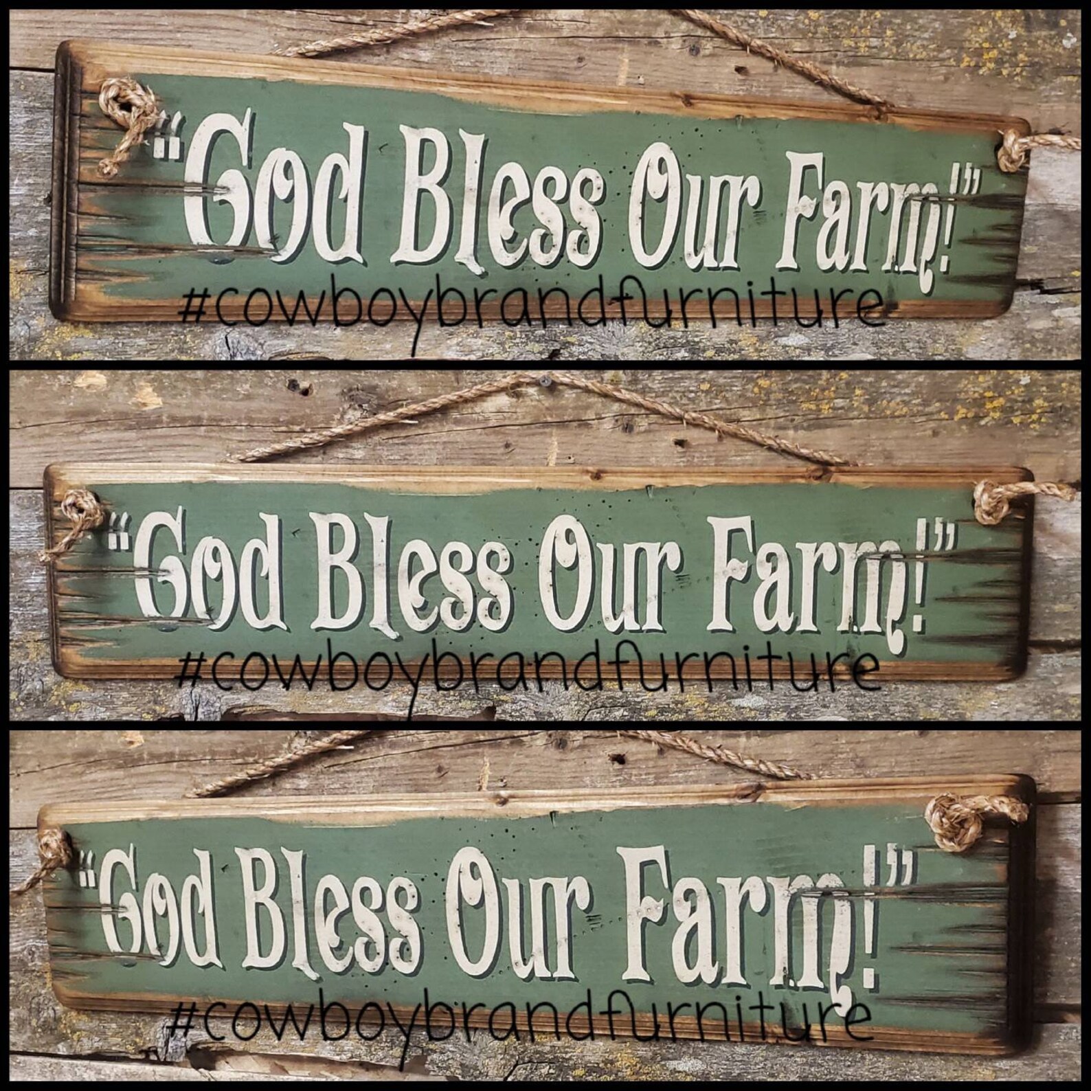 God Bless Our Farm Rustic Western Antiqued Wooden Sign | Etsy