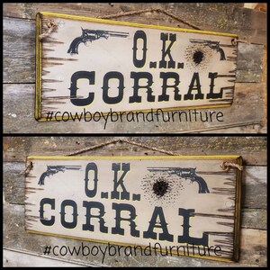 OK Corral, Western, Antiqued Wooden Sign - Etsy