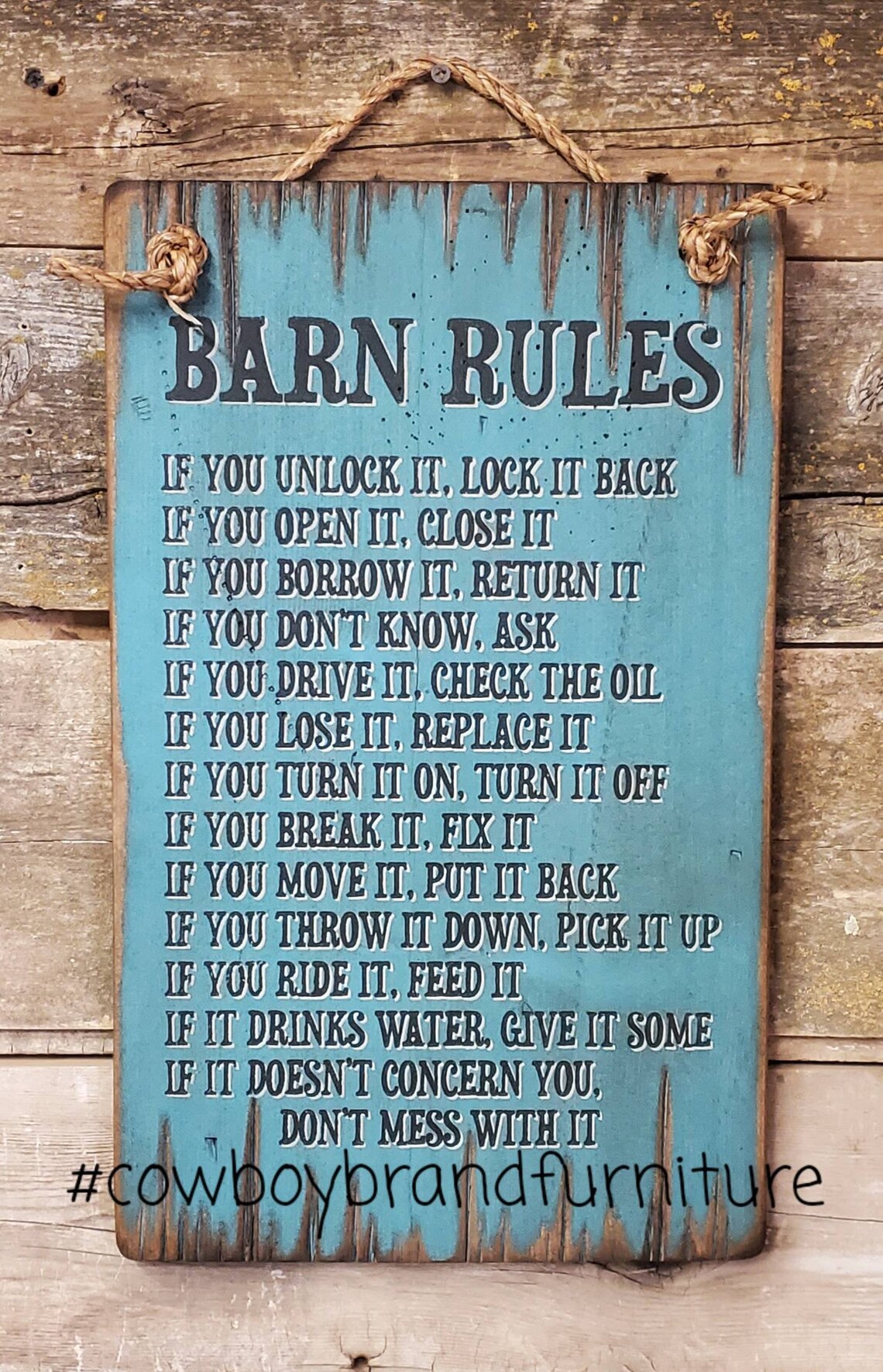 Barn Rules Rustic Western Antiqued Wooden Sign - Etsy