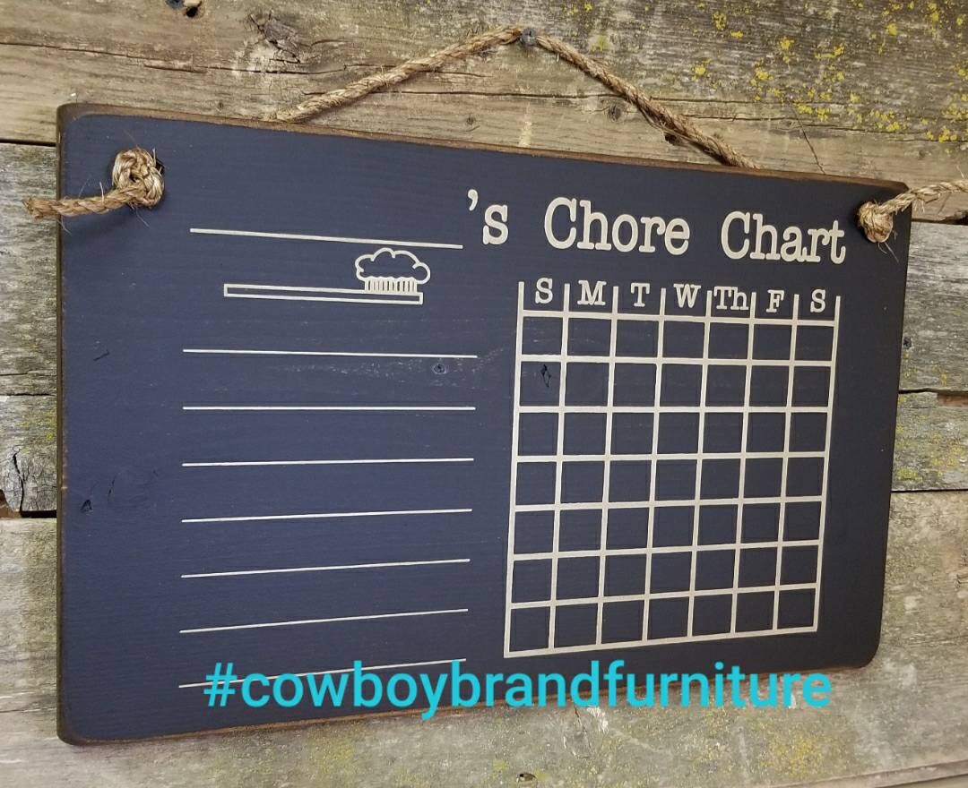Kid's Blank Chalkboard Chore Chart, Child's Chore Chart, Rustic ...