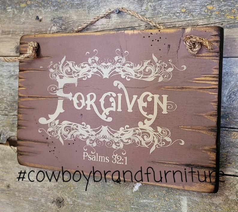 Forgiven Psalms 32:1 Rustic Antiqued Wooden Sign - Etsy