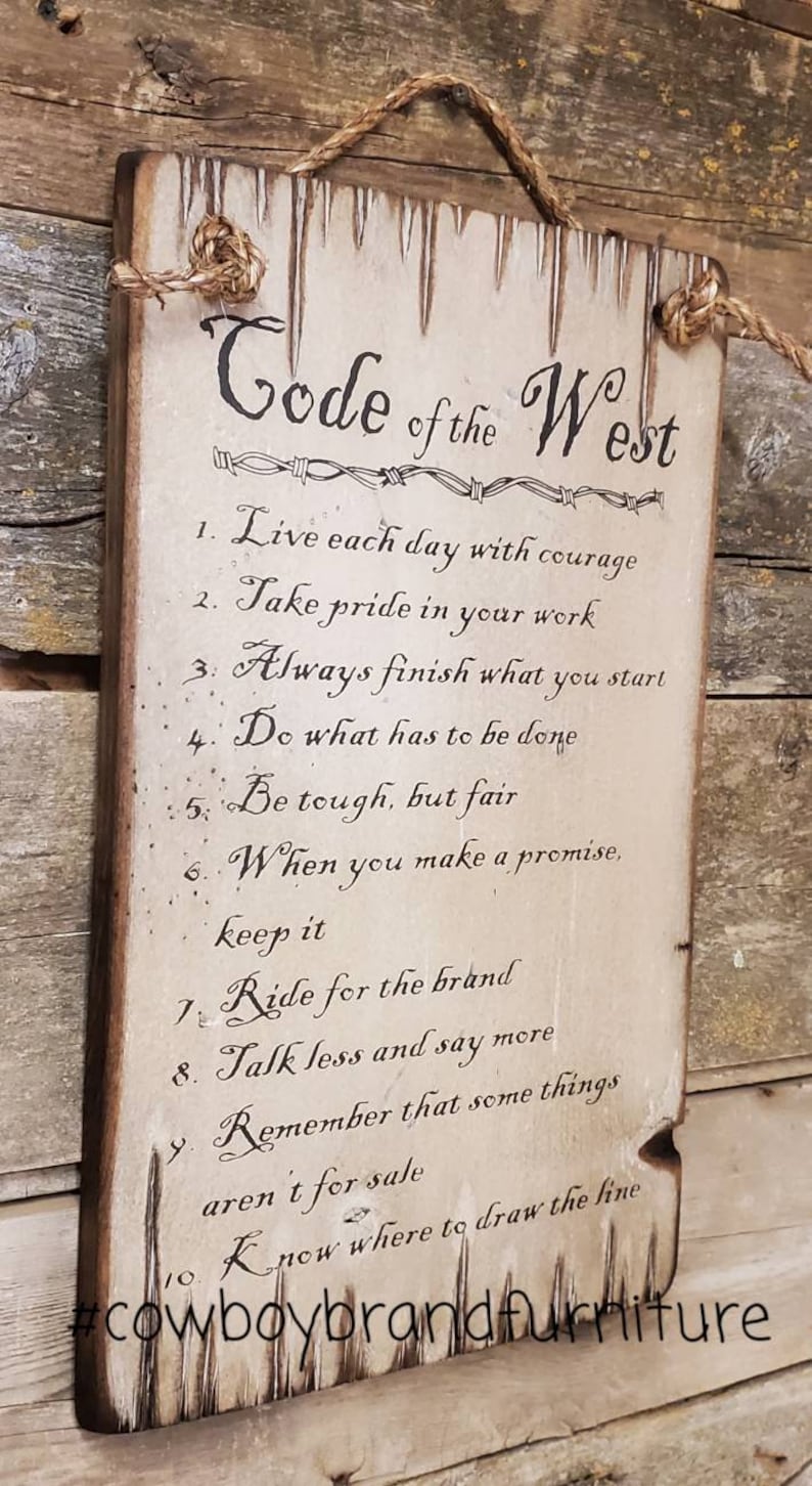Code of the West Western Antiqued Wooden Sign - Etsy