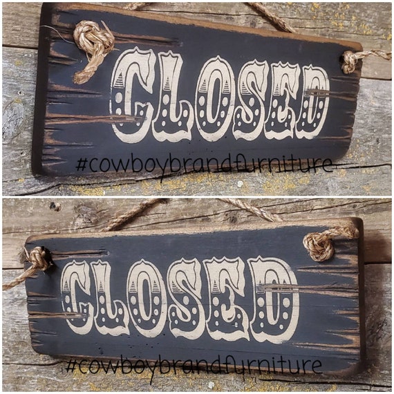 Large Closed Sign Western Antiqued Wooden Sign | Etsy