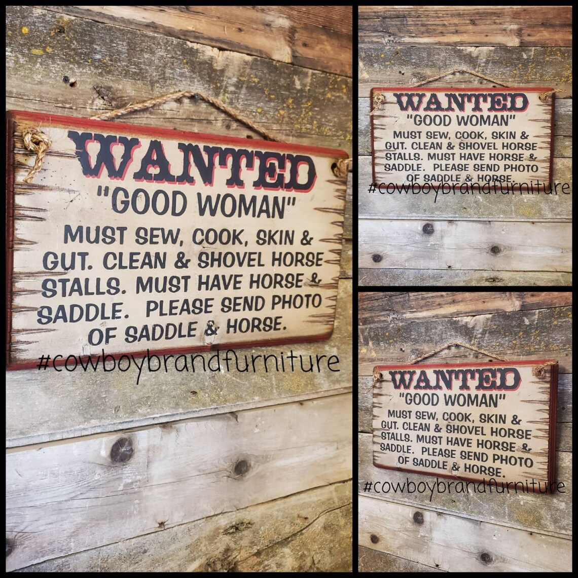 Wanted: Good Woman, Humorous, Western, Antiqued, Rustic, Vintage ...
