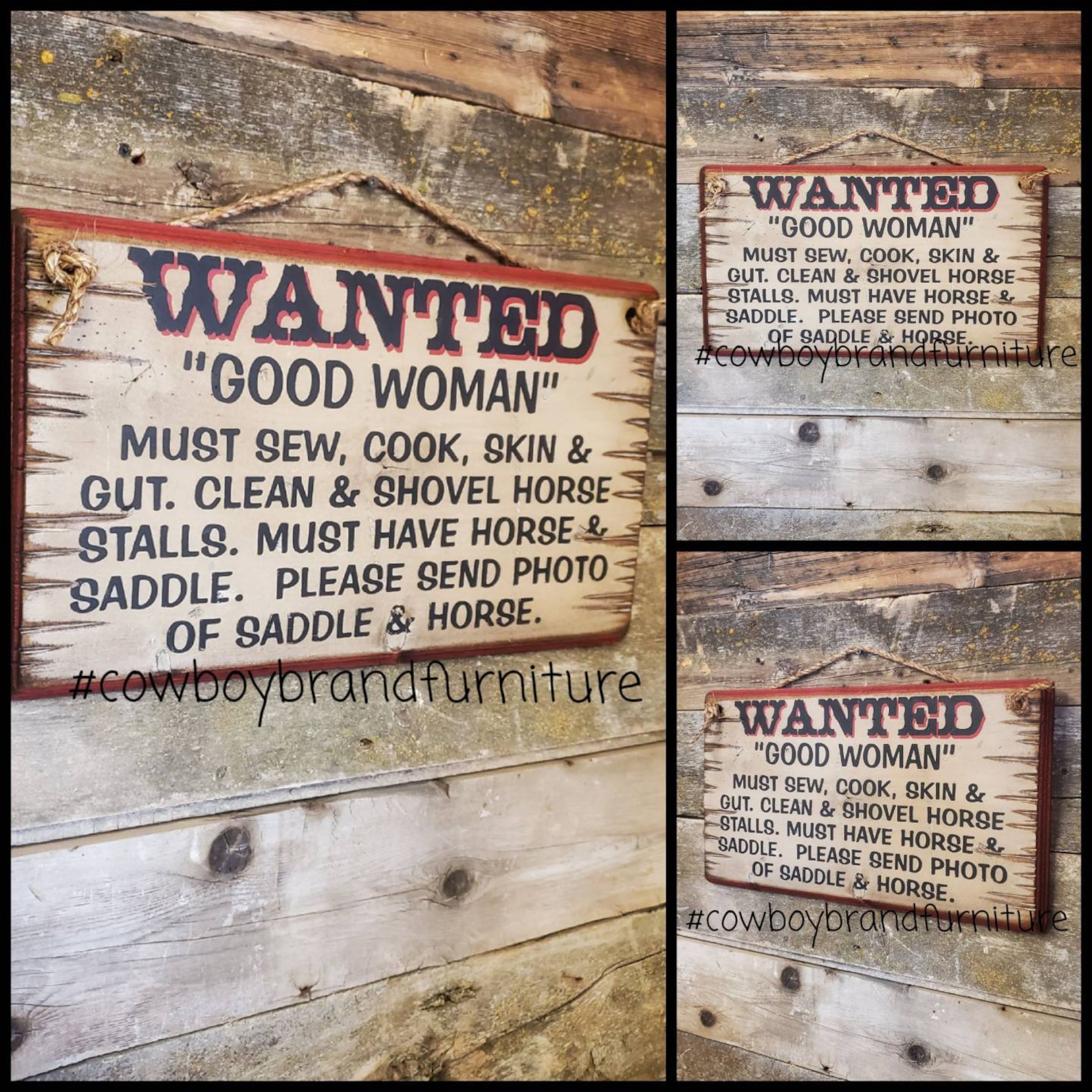 Wanted: Good Woman Humorous Western Antiqued Rustic | Etsy