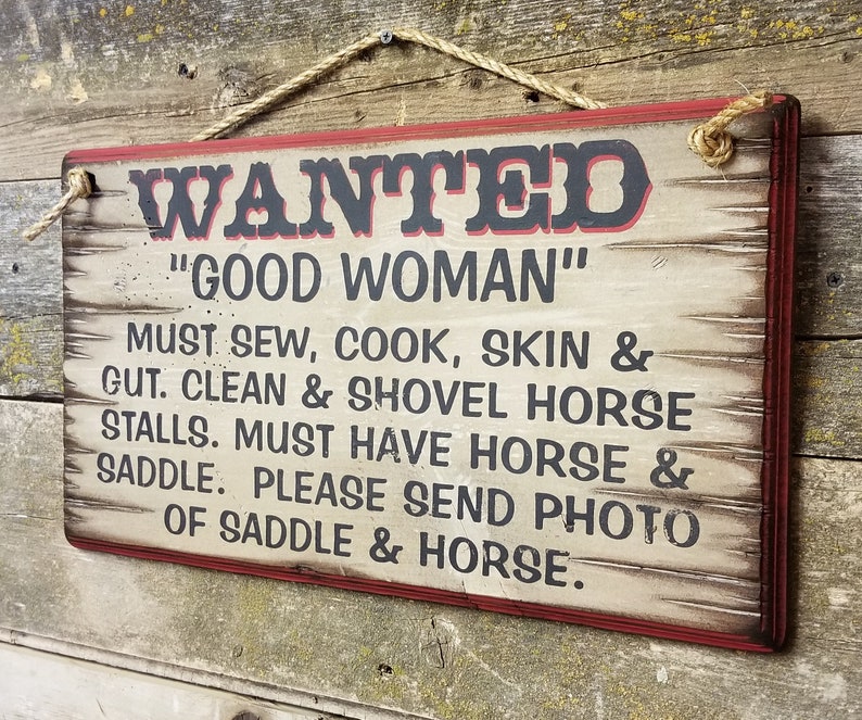 Wanted: Good Woman Humorous Western Antiqued Rustic | Etsy