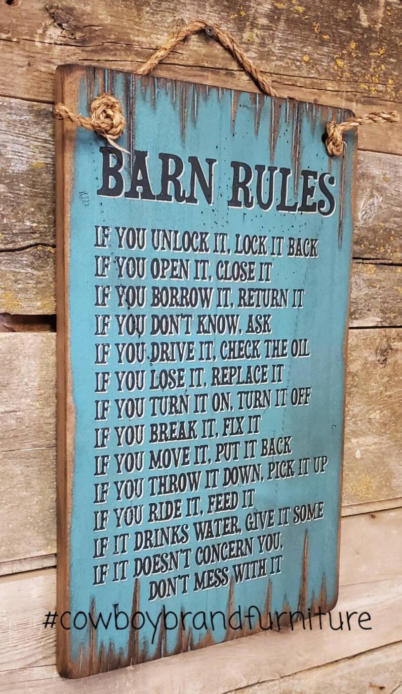 Barn Rules Rustic Western Antiqued Wooden Sign - Etsy Canada