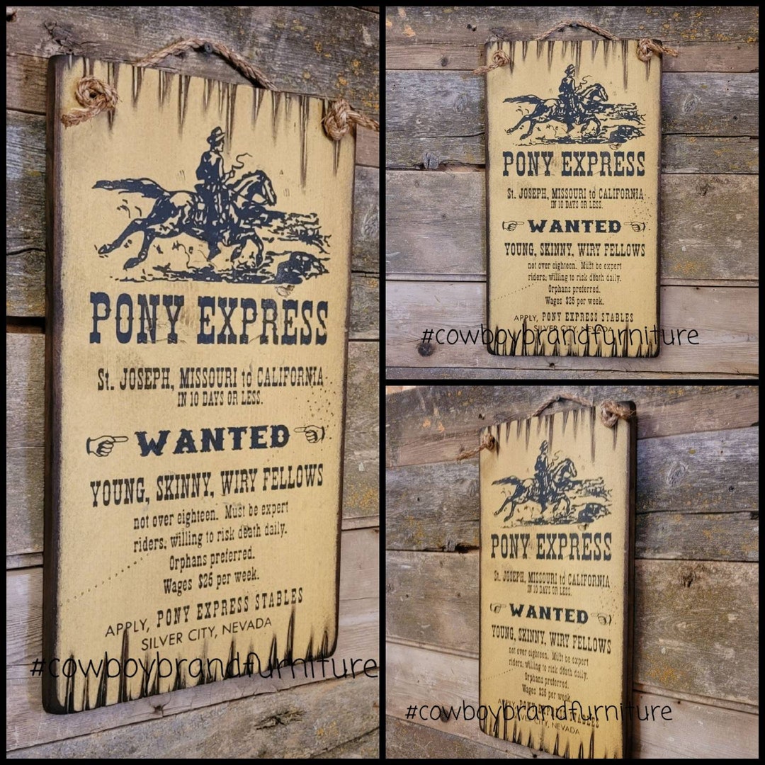 Pony Express, Western, Antiqued, Wooden Sign - Etsy