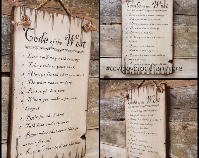 Cowboy Code of the West 5 X 8 Magnetic Sign - Etsy