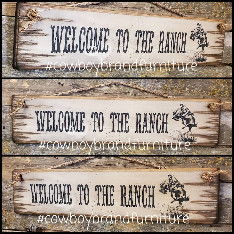 Welcome to the Ranch Western Antiqued Wooden Sign - Etsy