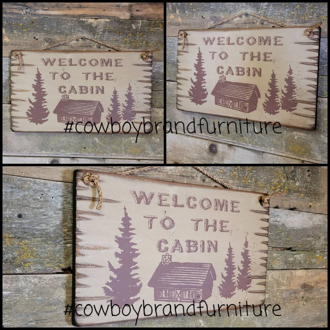 Welcome to the Cabin, Rustic, Antiqued, Vintage, Western, Lodge, Wooden ...