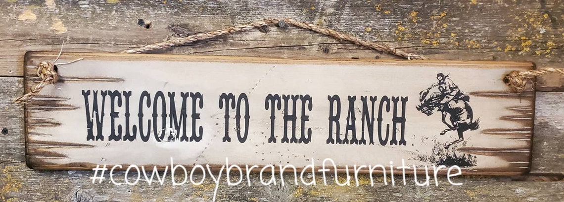 Welcome to the Ranch Western Antiqued Wooden Sign - Etsy