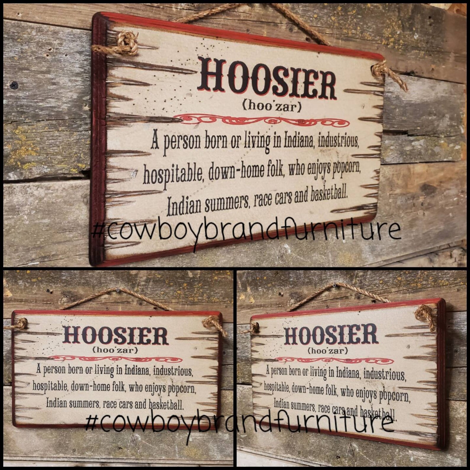 Hoosier Humorous Antiqued Wooden Sign | Etsy