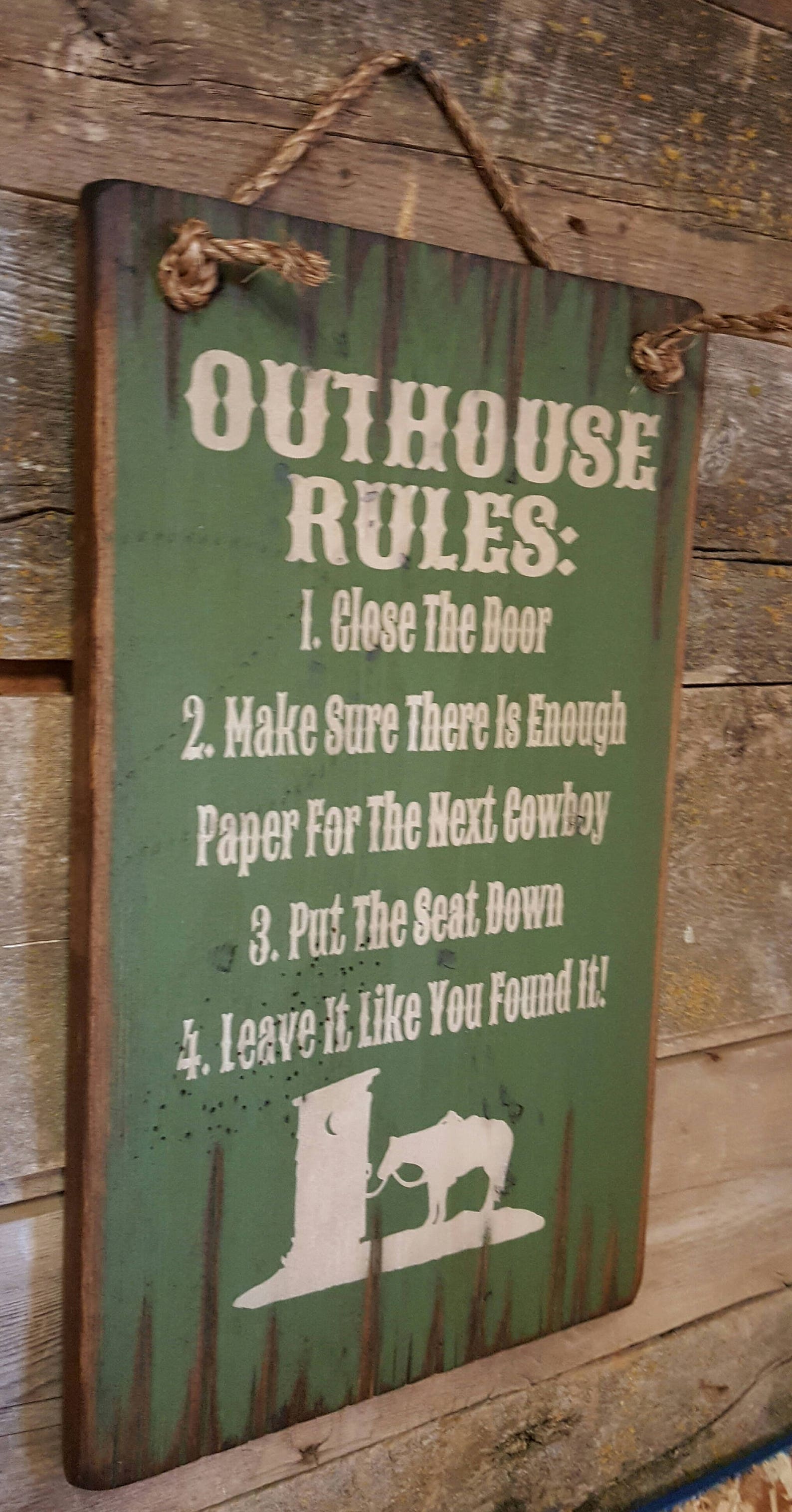Outhouse Rules Humorous Western Antiqued Wooden Sign - Etsy
