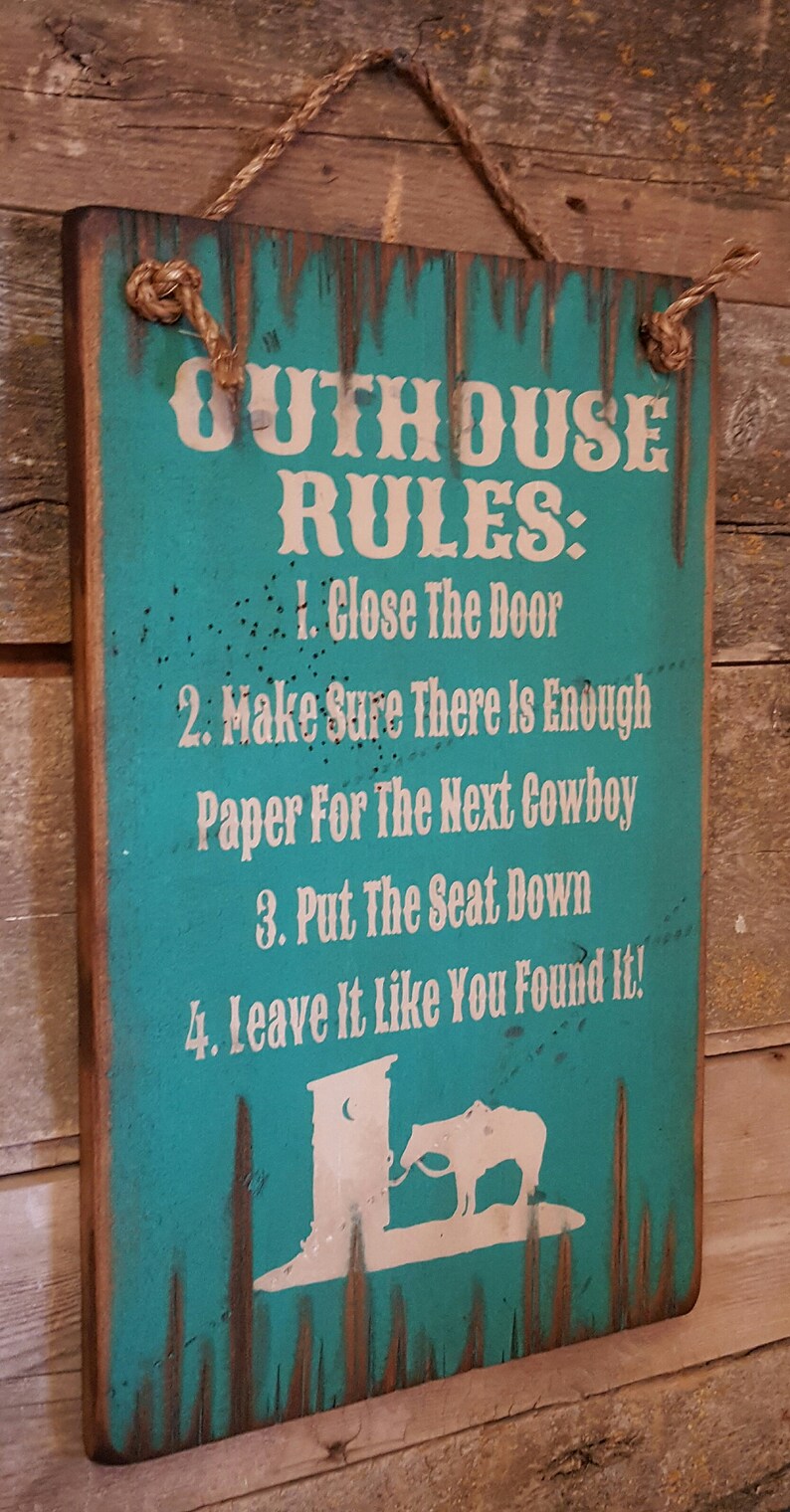 Outhouse Rules Humorous Western Antiqued Wooden Sign - Etsy