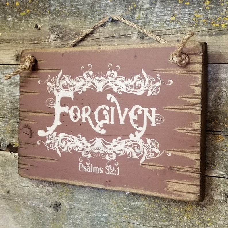 Forgiven Psalms 32:1 Rustic Antiqued Wooden Sign | Etsy