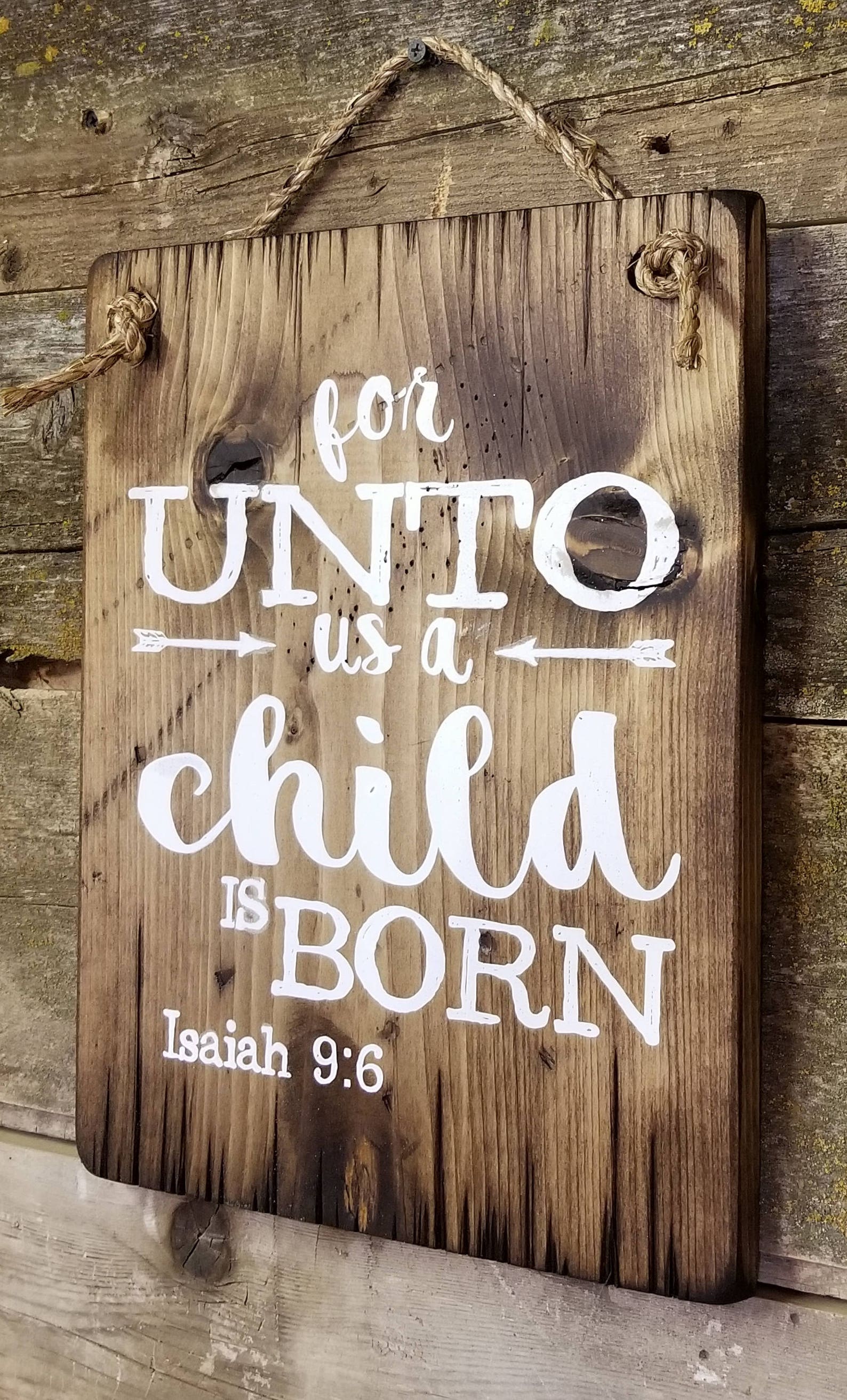 For Unto Us A Child is Born Isaiah 9:6 Western Antiqued | Etsy