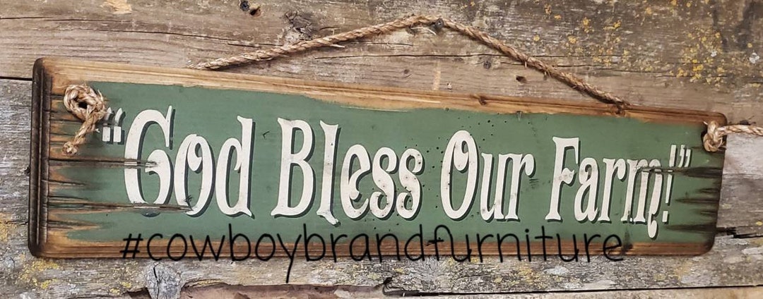 God Bless Our Farm, Rustic, Western, Antiqued, Wooden Sign - Etsy