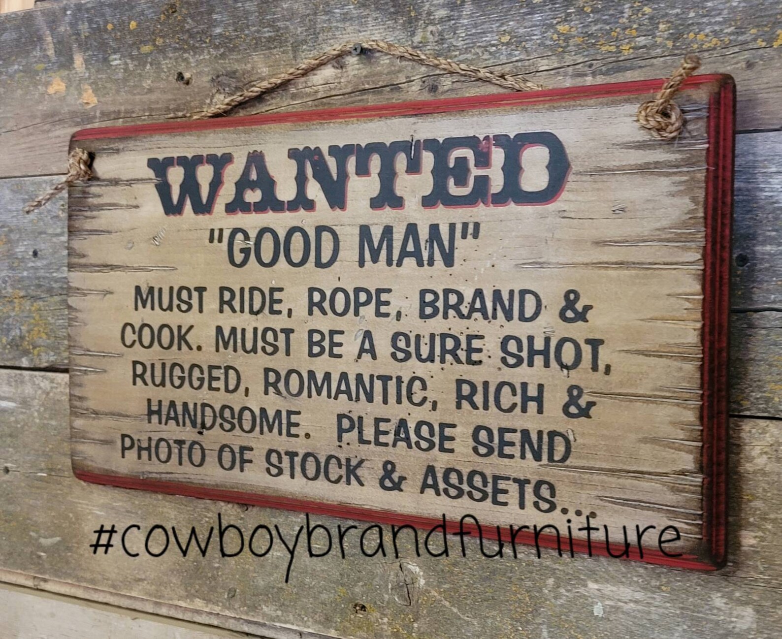 WANTED Good Man Humorous Western Wooden Sign Wanted Ad - Etsy