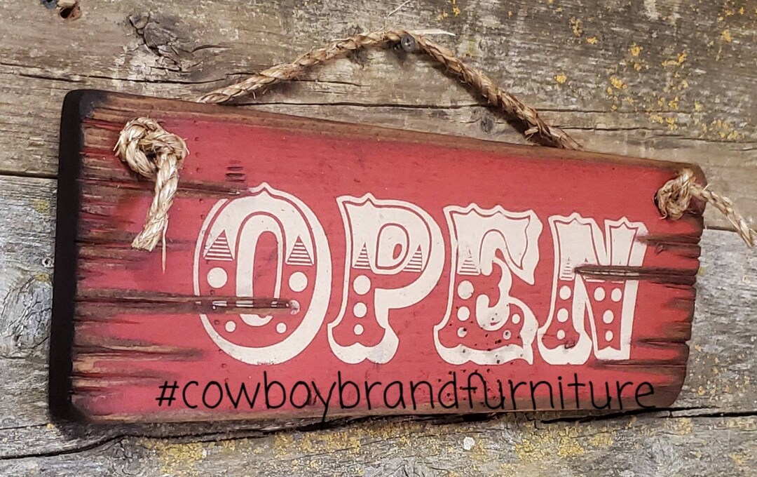 Large Open Sign, Wooden, Western, Antiqued Sign - Etsy