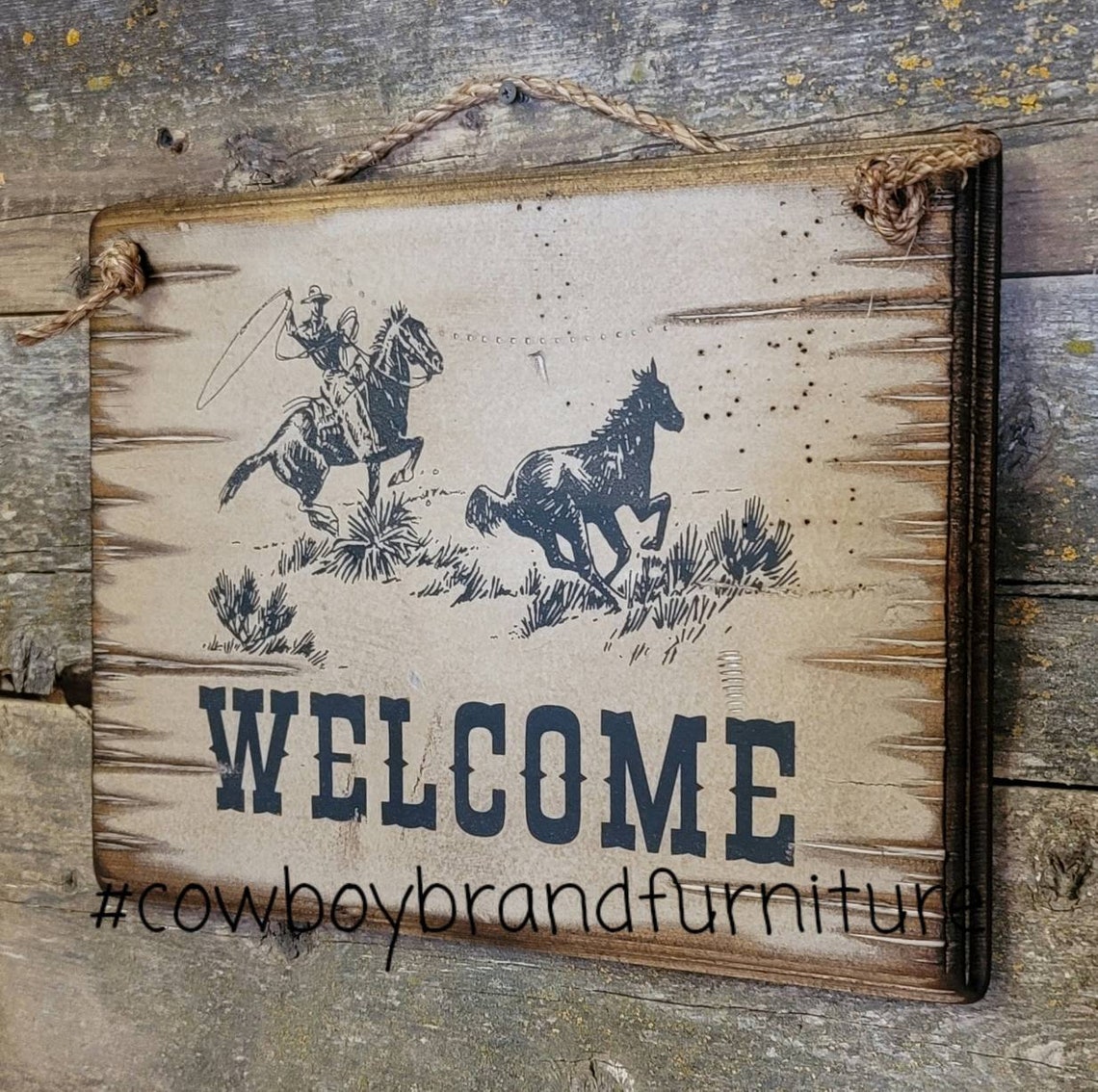 Welcome, Western, Antiqued, Wooden Sign - Etsy