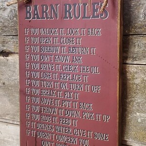 Barn Rules, Rustic, Antiqued, Vintage, Western, Wooden Barn Sign in ...
