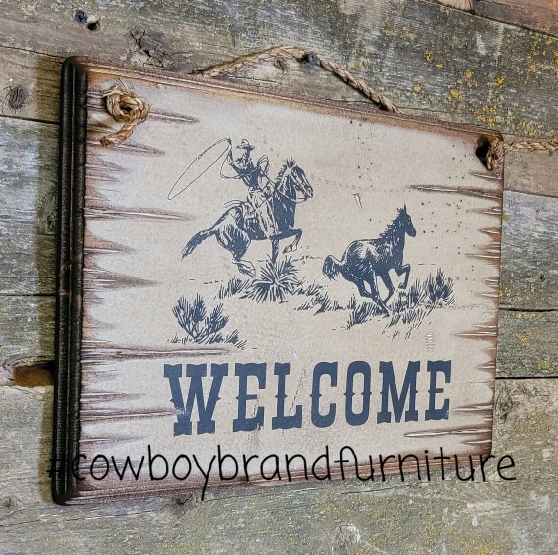 Welcome, Western, Antiqued, Wooden Sign - Etsy